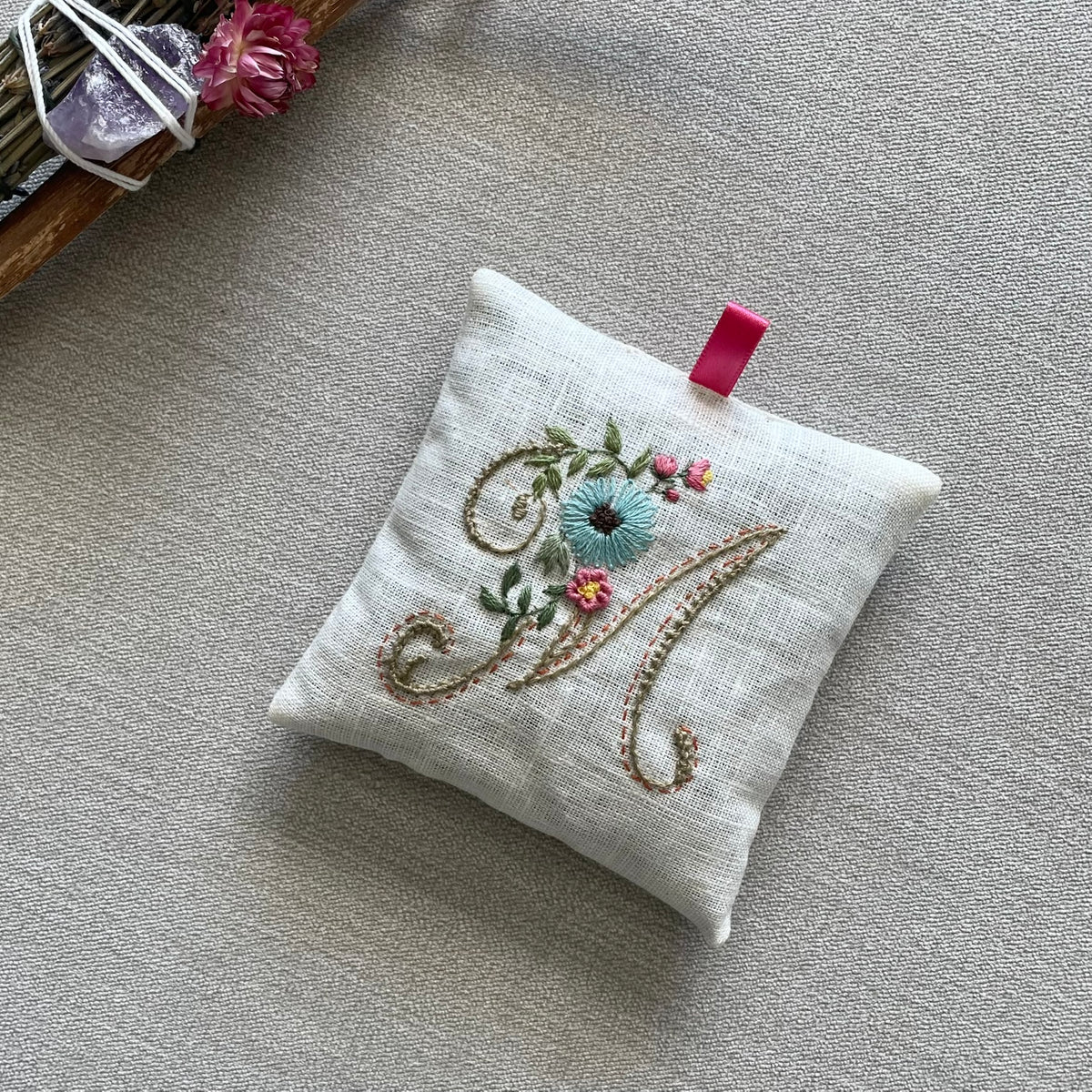 Hand Embroidered Lavender Sachet_M Design – SweetLavenderCo